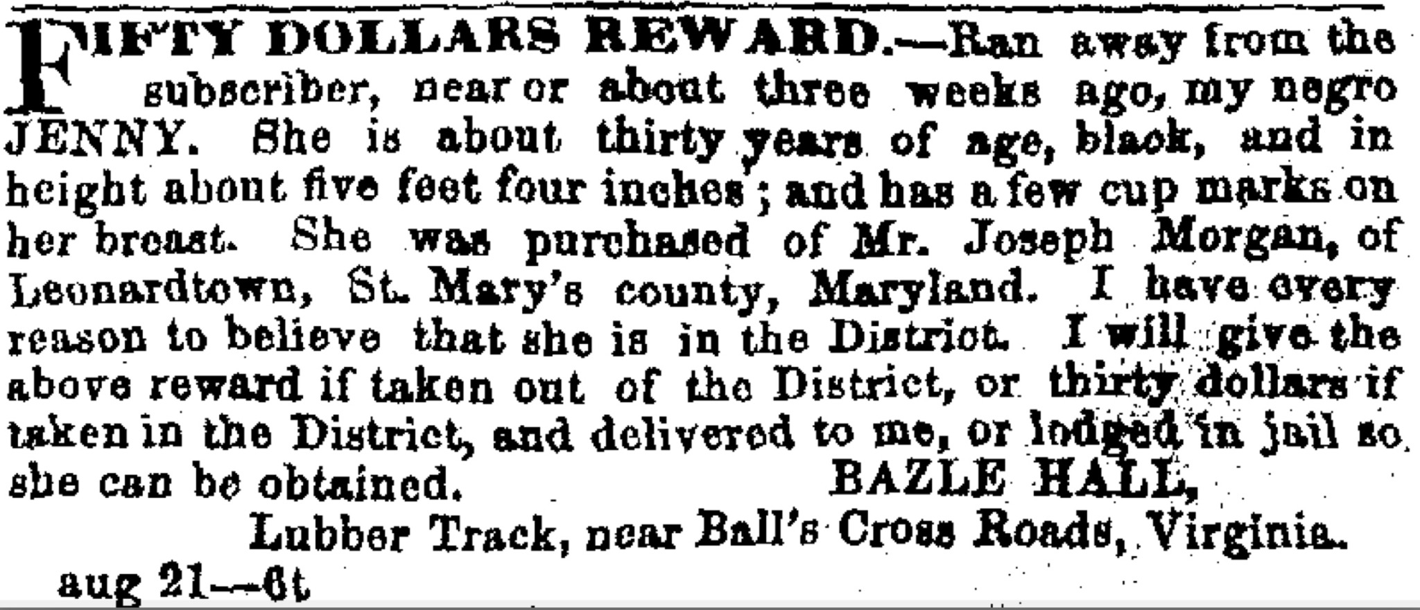 The Families of Bazil Hall and Jenny Far - Arlington Historical Society