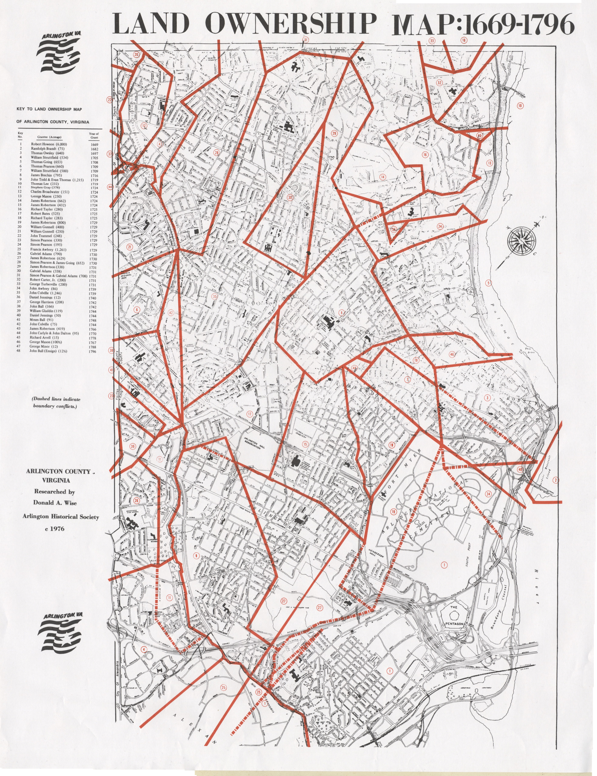 Map: Land Ownership Map: 1669-1796 - Arlington Historical Society